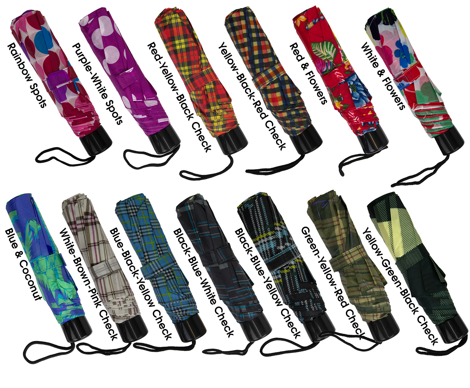 Economy Compact Folding Travel Umbrellas/ 101cm/43" mini Brolly ...